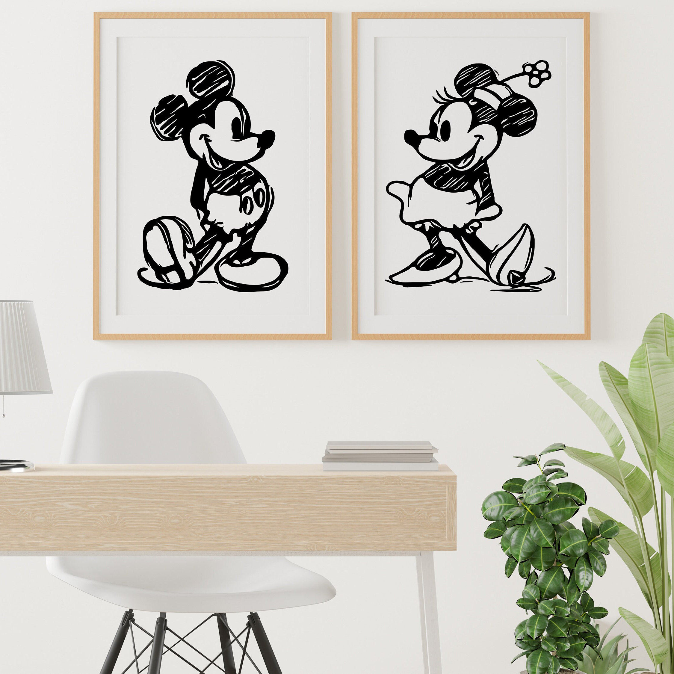 Mickey Mouse Set of 2 Poster, Mickey Mouse Print, Kids Room Wall Art ...