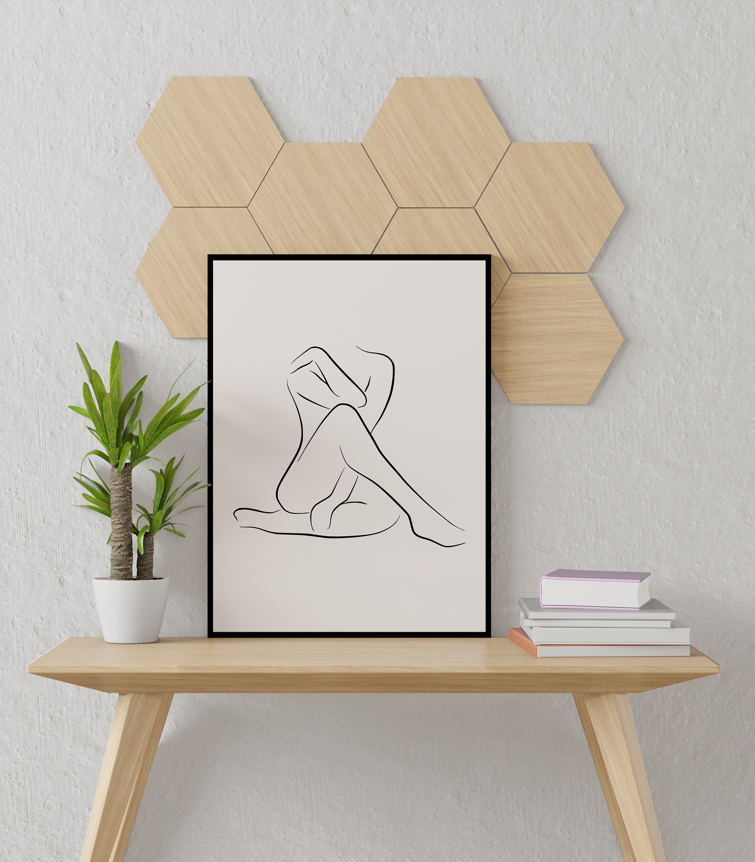 Woman Body Line Art Drawing, Sexy Bathroom Decor, Nude Line Art Woman ...