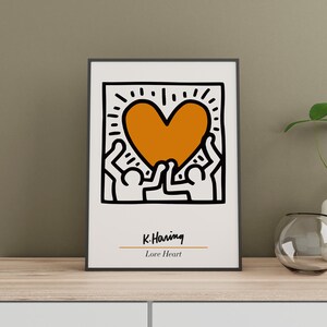 Keith Haring Love Hearth Poster, Keith Haring Love Print, Keith Haring ...