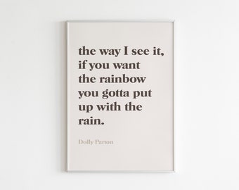 Set of 3 Rainbow Prints Dolly Parton Inspirational Quote Printable Wall ...