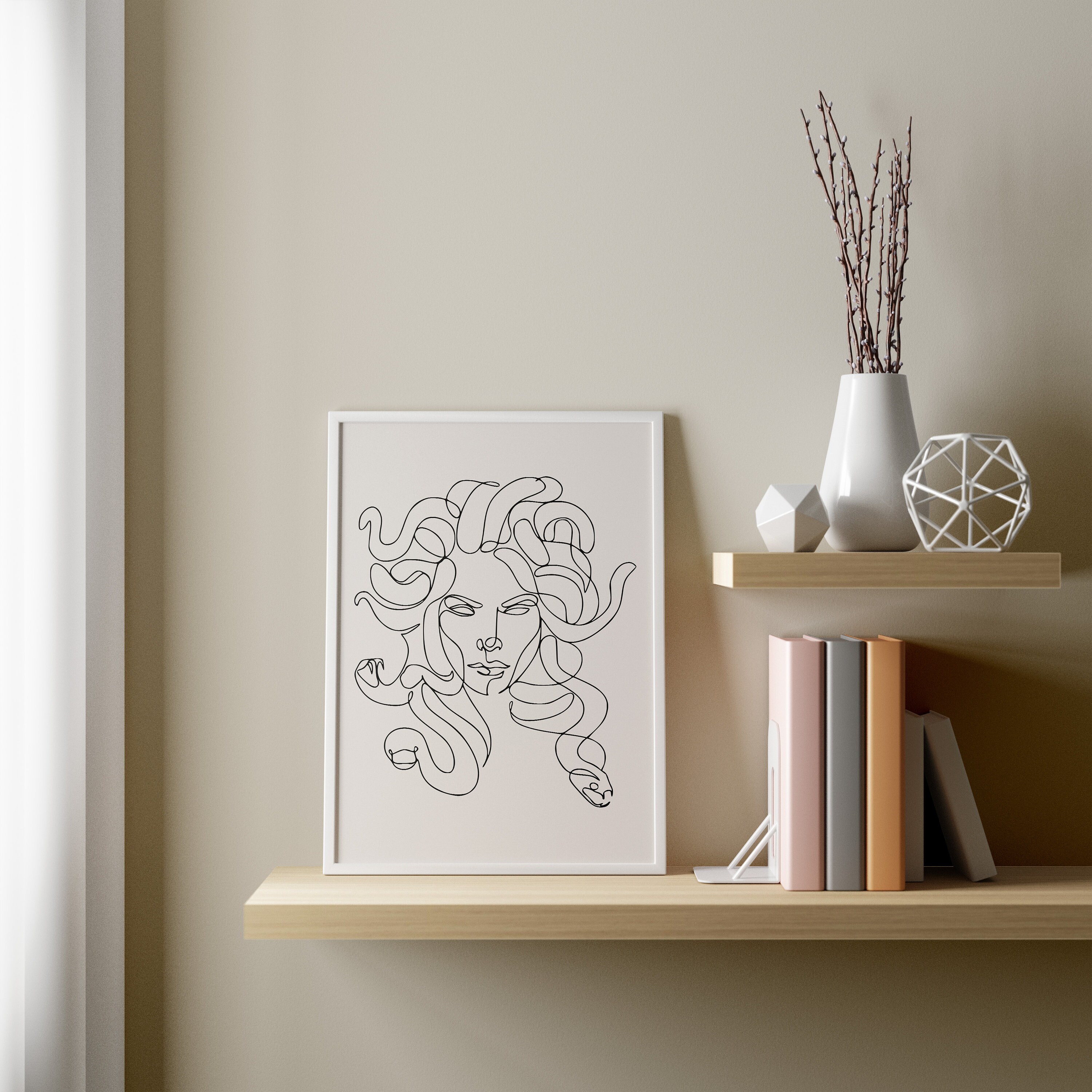 Medusa Portrait Line Art, Greek Mythology, Printable One Line Drawing ...