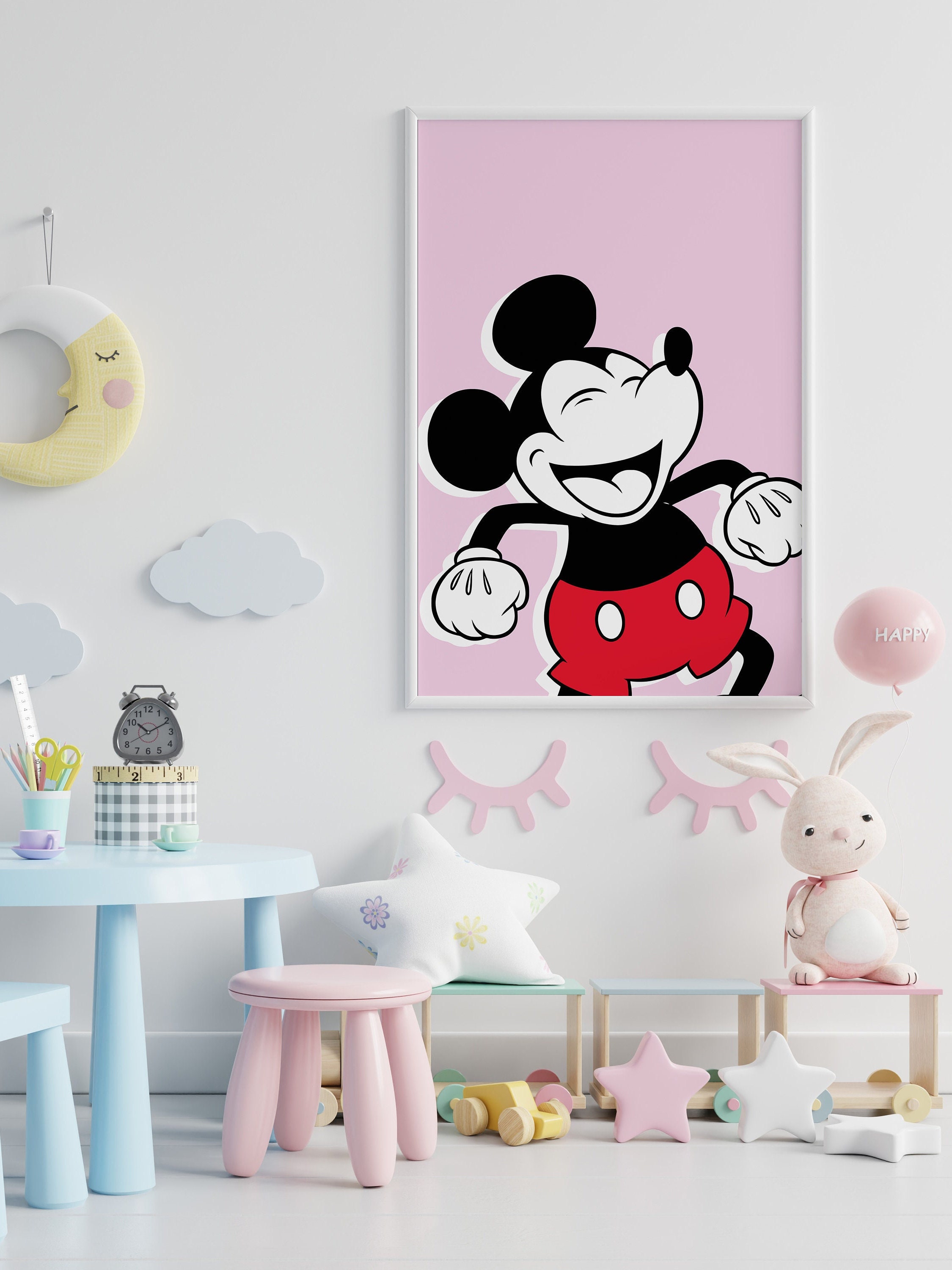 Mickey Mouse Poster, Birthday Gift, Mickey Mouse Print, Kids Room Wall ...