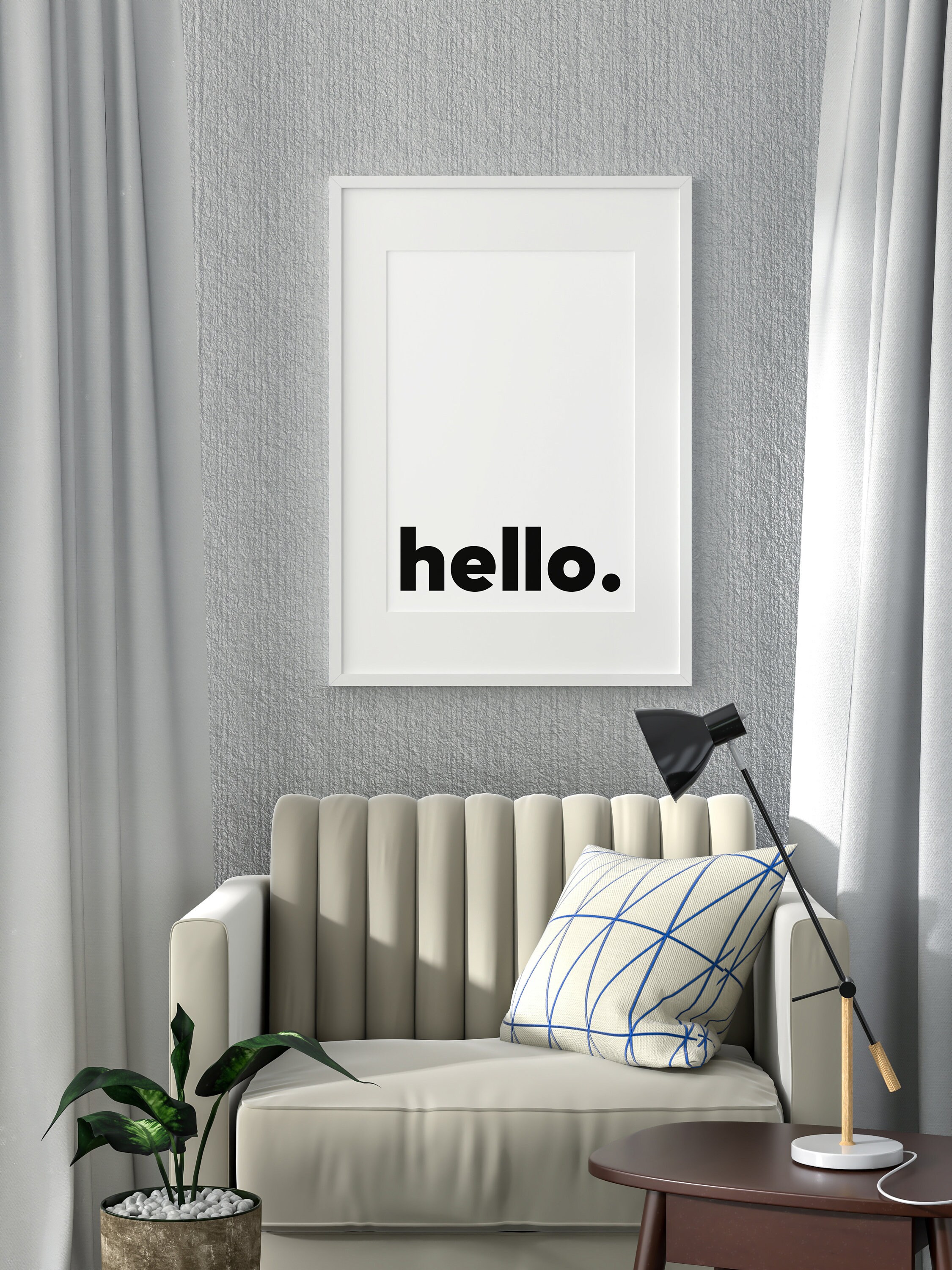 Hello Printable Wall Art, Hello Sign, Black and White Prints, Hello ...