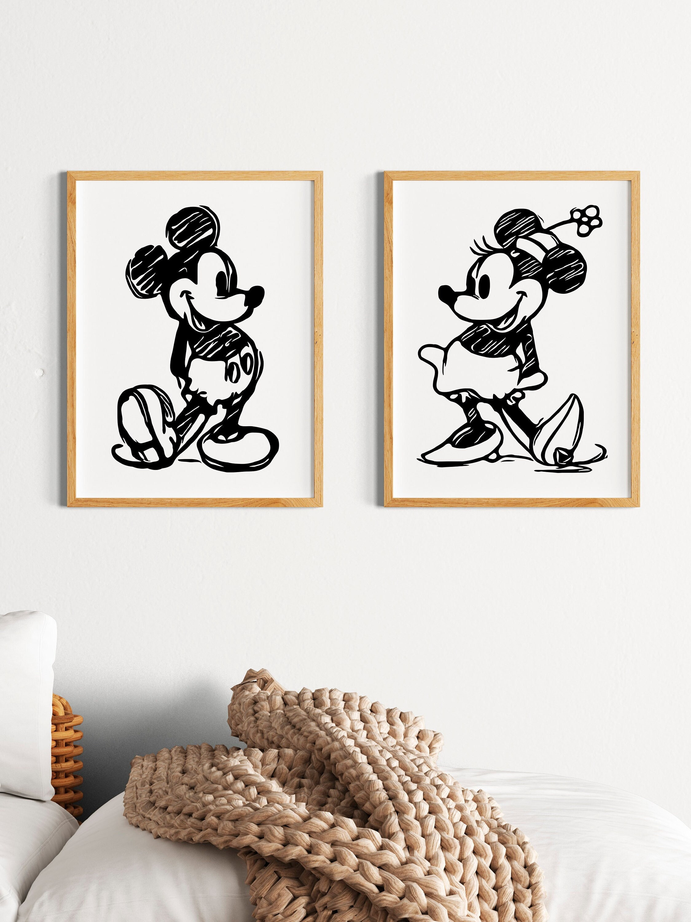 Mickey Mouse Set of 2 Poster, Mickey Mouse Print, Kids Room Wall Art ...