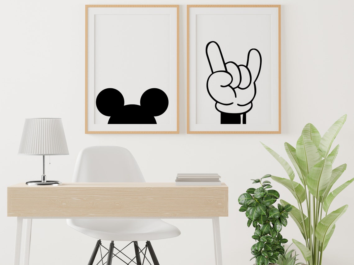 Mickey Mouse Set of 2 Poster Mickey Mouse Print Kids Room - Etsy