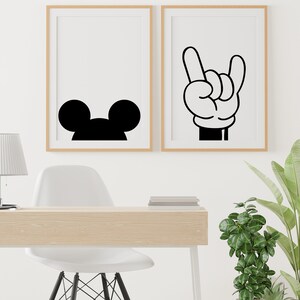 Mickey Mouse Set of 2 Poster, Mickey Mouse Print, Kids Room Wall Art ...
