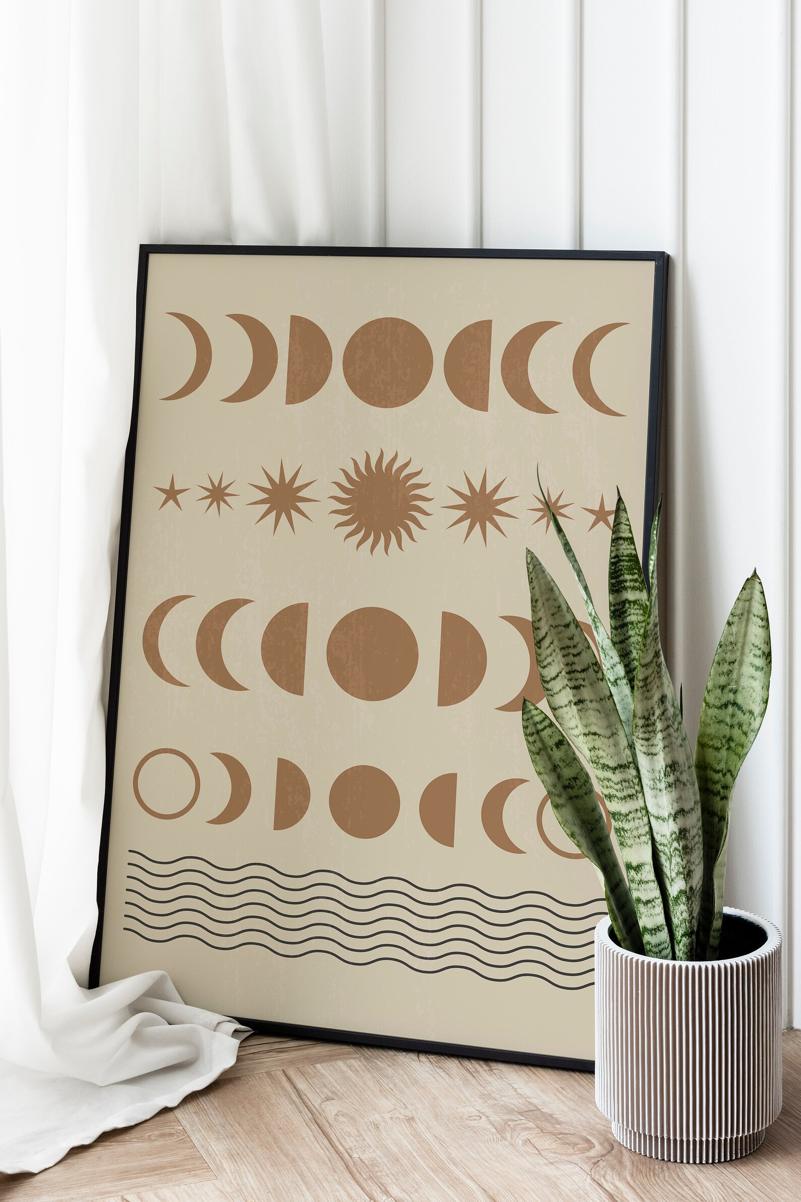 Minimalist Boho Moon Phases Print Bohemian Lunar Eclipse - Etsy