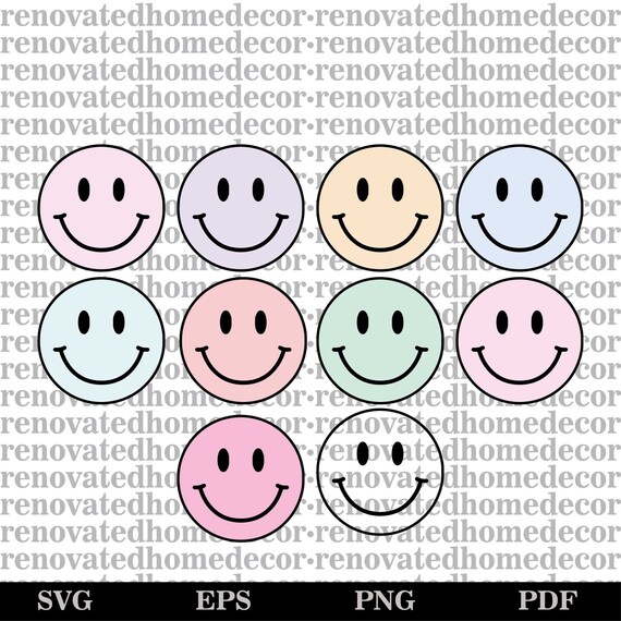 Smiley Face Svg Png Eps Happy Face SVG Bundle Cutting - Etsy