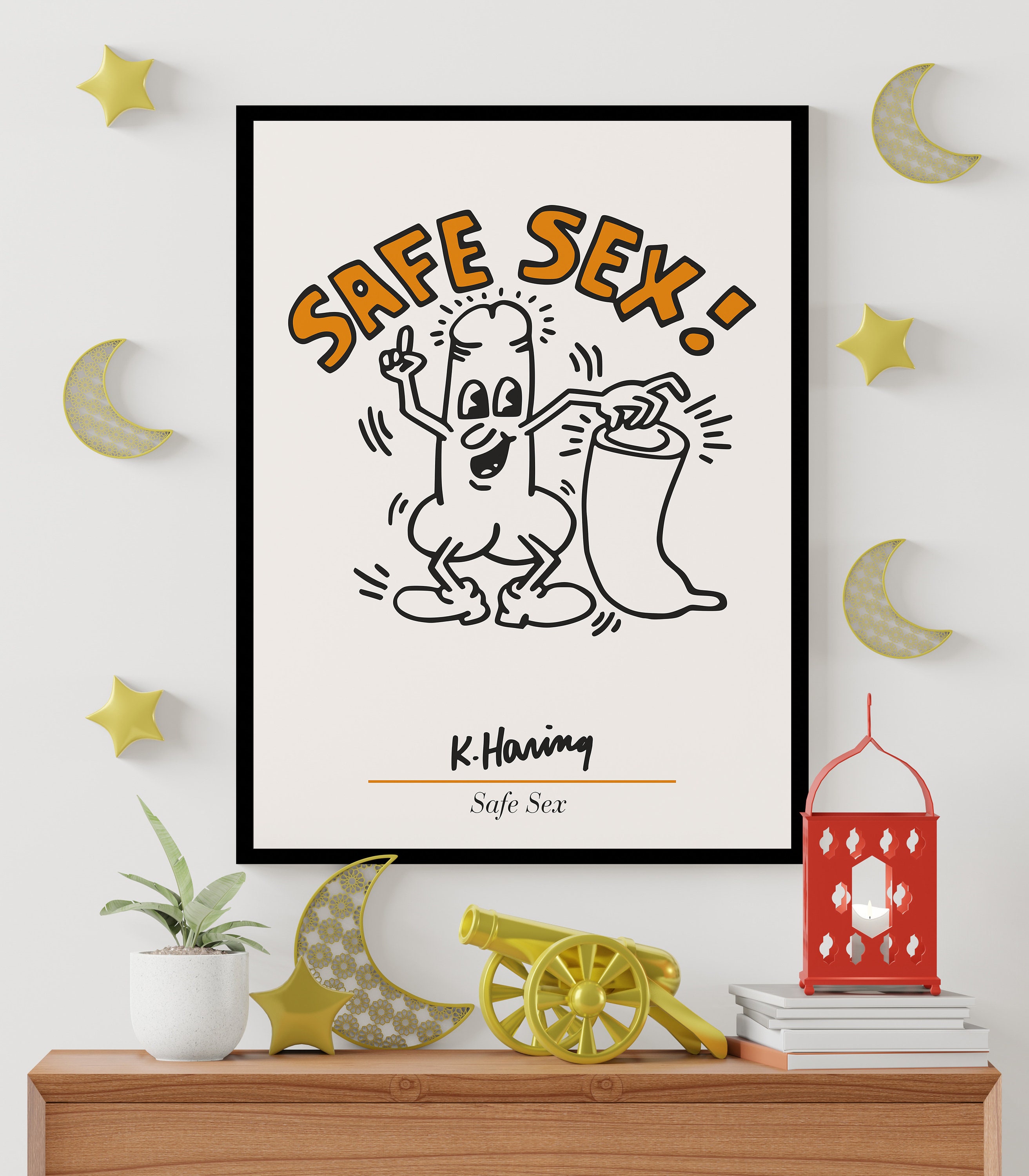 Keith Haring Safe Sex Poster Museum Poster Print Vintage Gallery Instant Download Keith