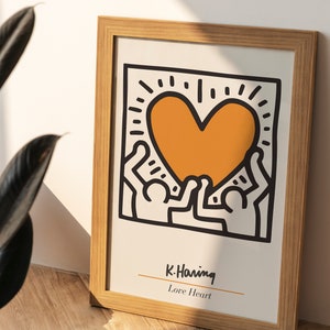 Keith Haring Love Hearth Poster, Keith Haring Love Print, Keith Haring ...