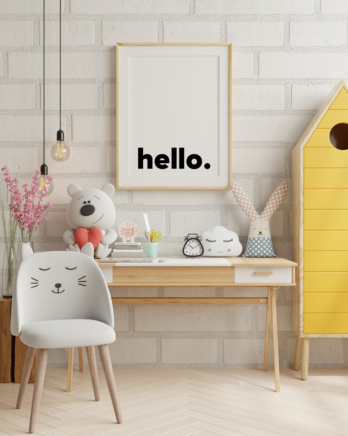 Hello Printable Wall Art, Hello Sign, Black and White Prints, Hello ...