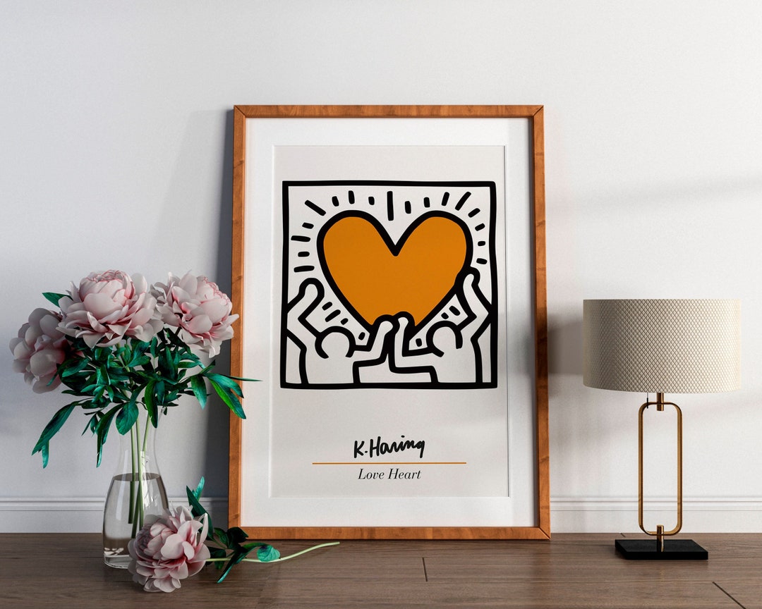 Keith Haring Love Hearth Poster, Keith Haring Love Print, Keith Haring ...