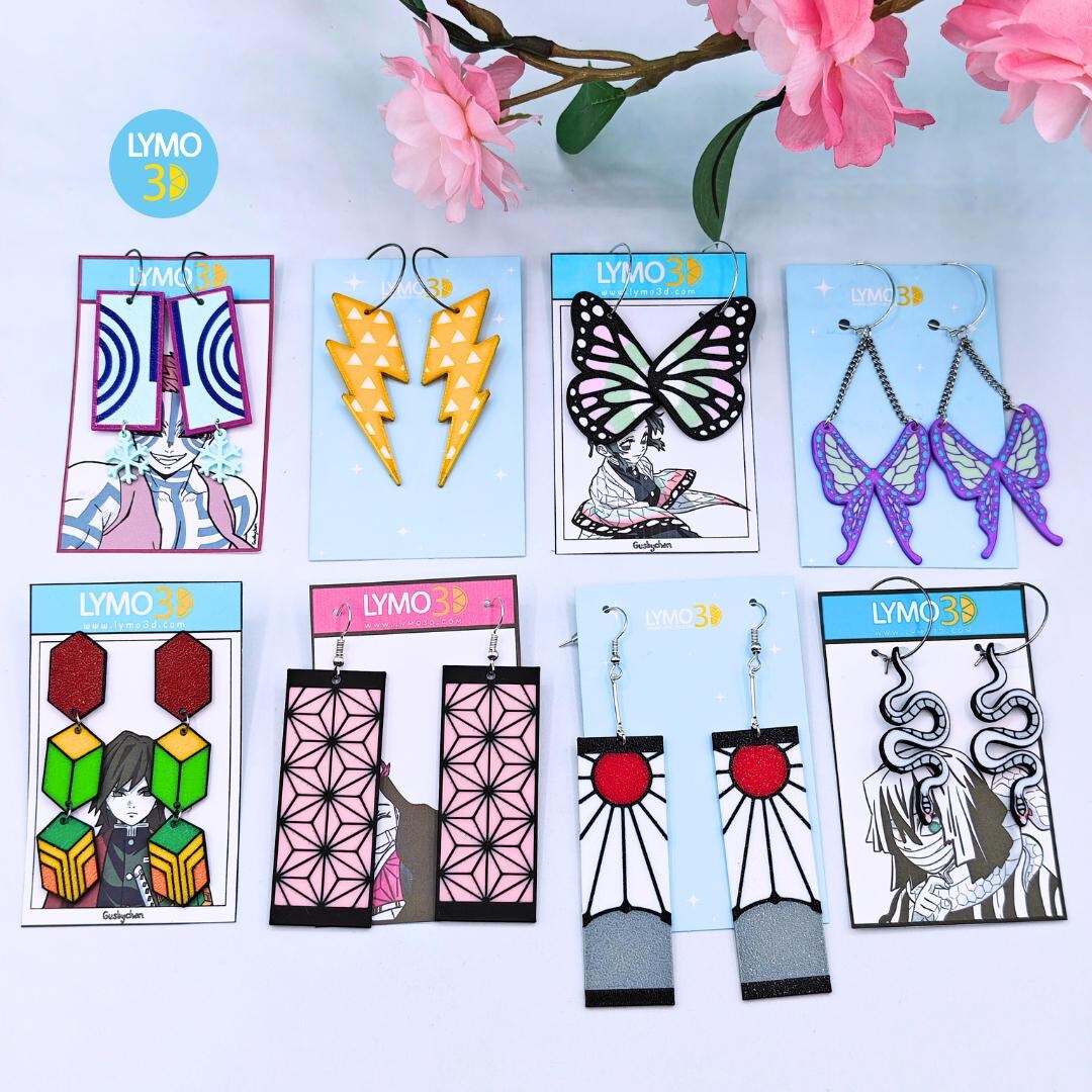 Anime Demon Earrings 3D Printed | Geek Jewelry Stainless Steel Hooks - Etsy