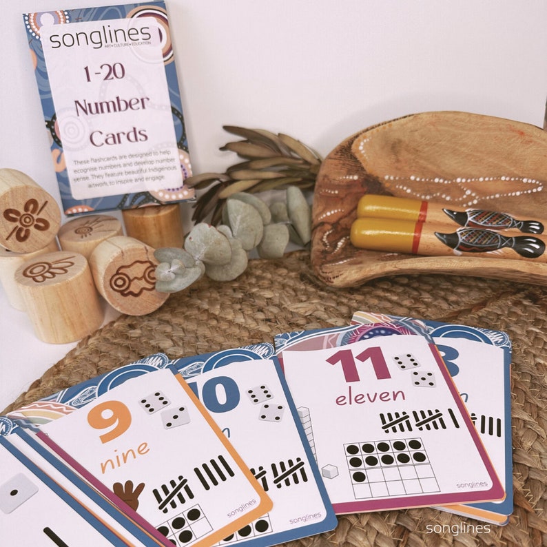 Indigenous Aboriginal Number Flash Cards 1-20 Illustrative Aboriginal ...