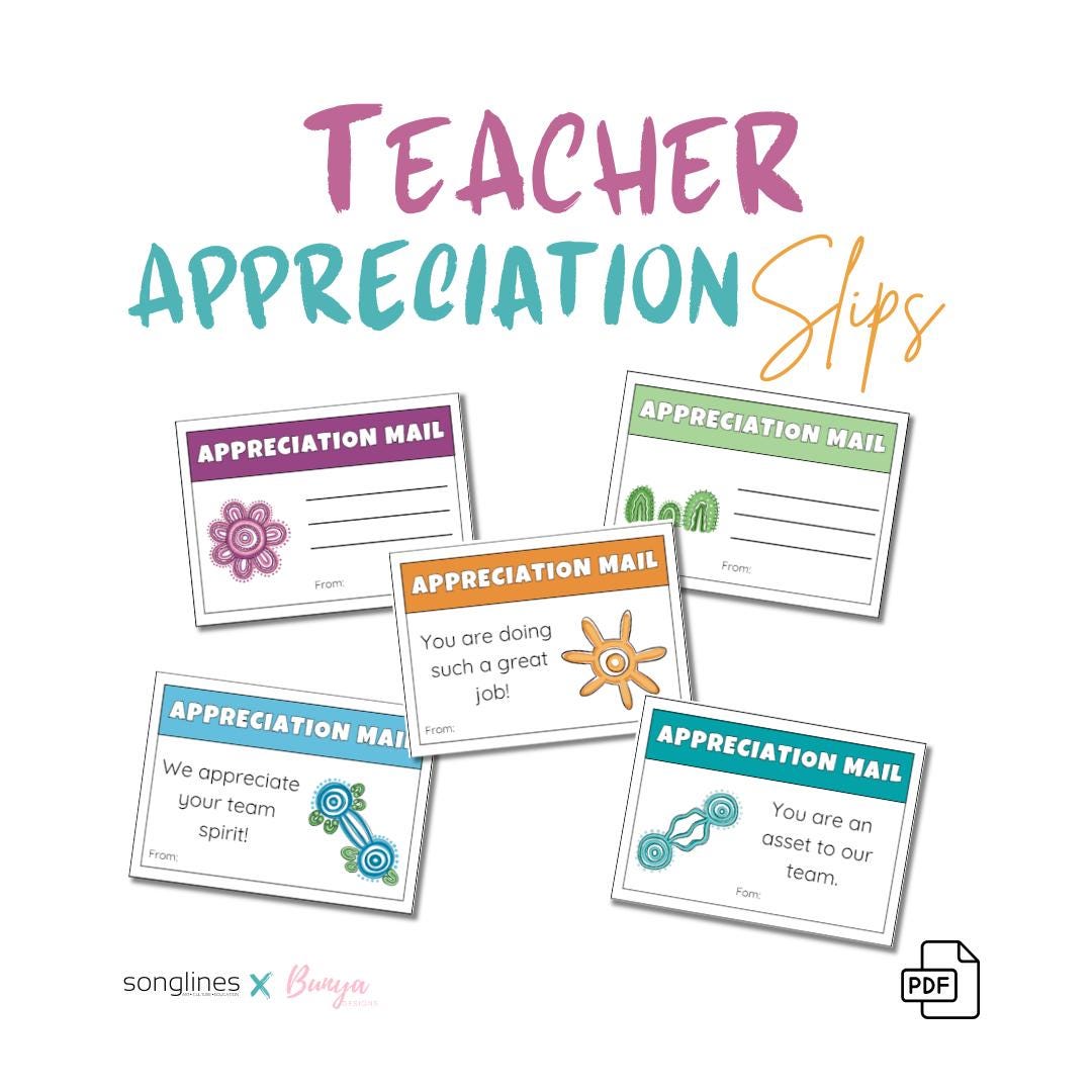 Printable Teacher Appreciation Mail Slips | 12 Aboriginal Artwork ...