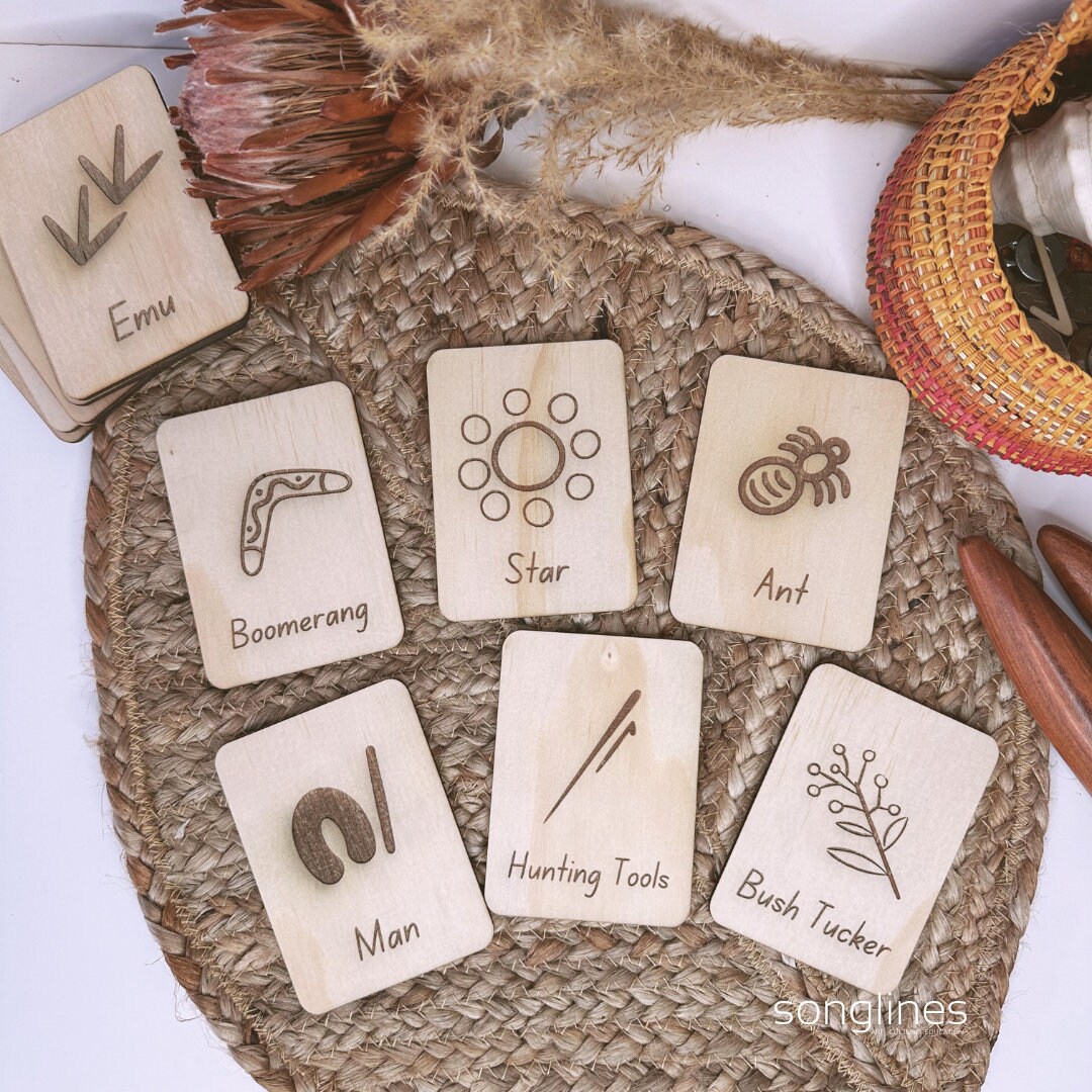Indigenous Wooden Symbol Flashcards Classroom Educator Aboriginal ...