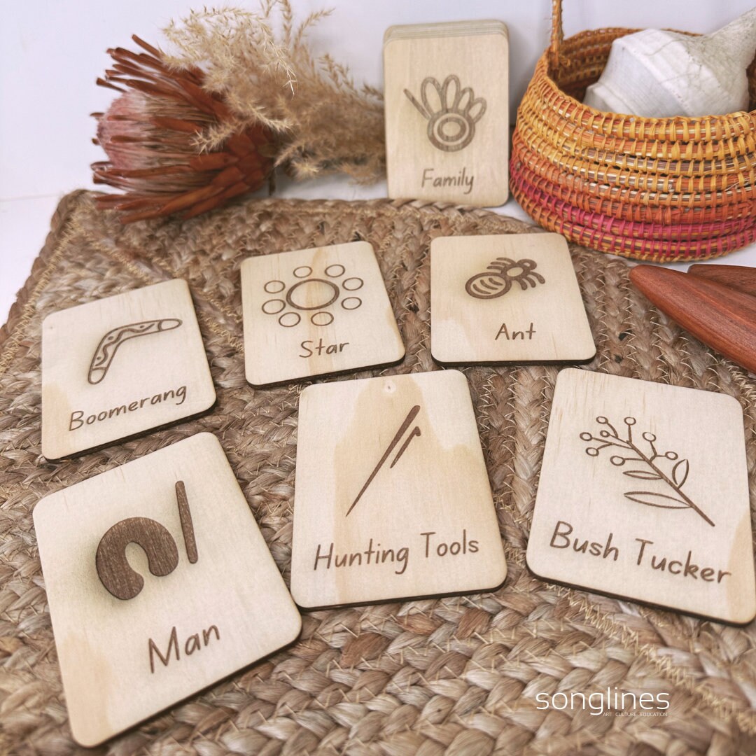 Indigenous Wooden Symbol Flashcards Classroom Educator Aboriginal ...