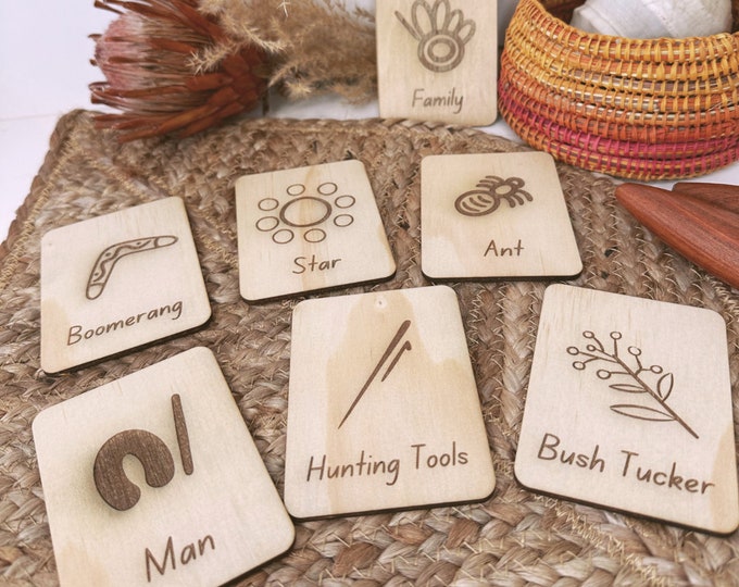 Wooden Indigenous Australian Aboriginal Symbol Flashcards - Etsy Australia