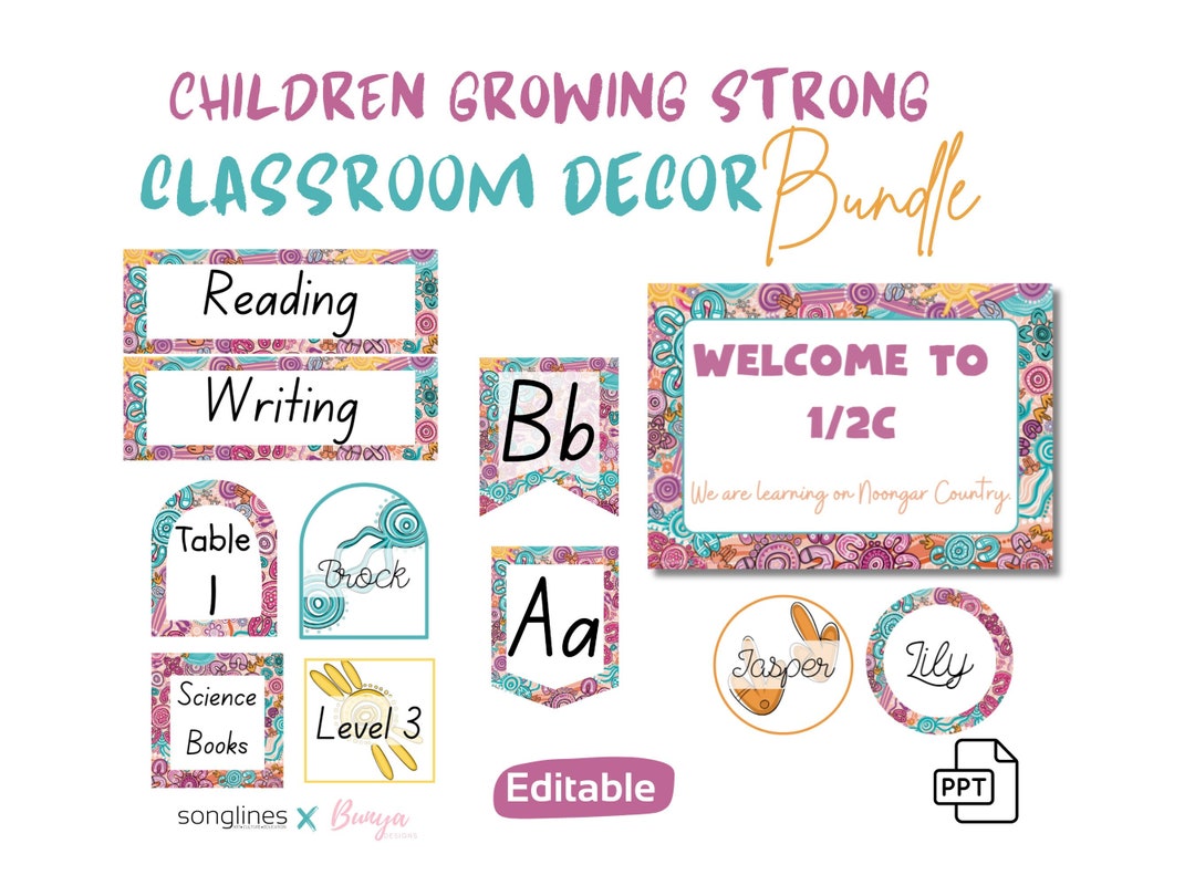 Aboriginal Art Classroom Decor Bundle | Children Growing Strong | PPT ...