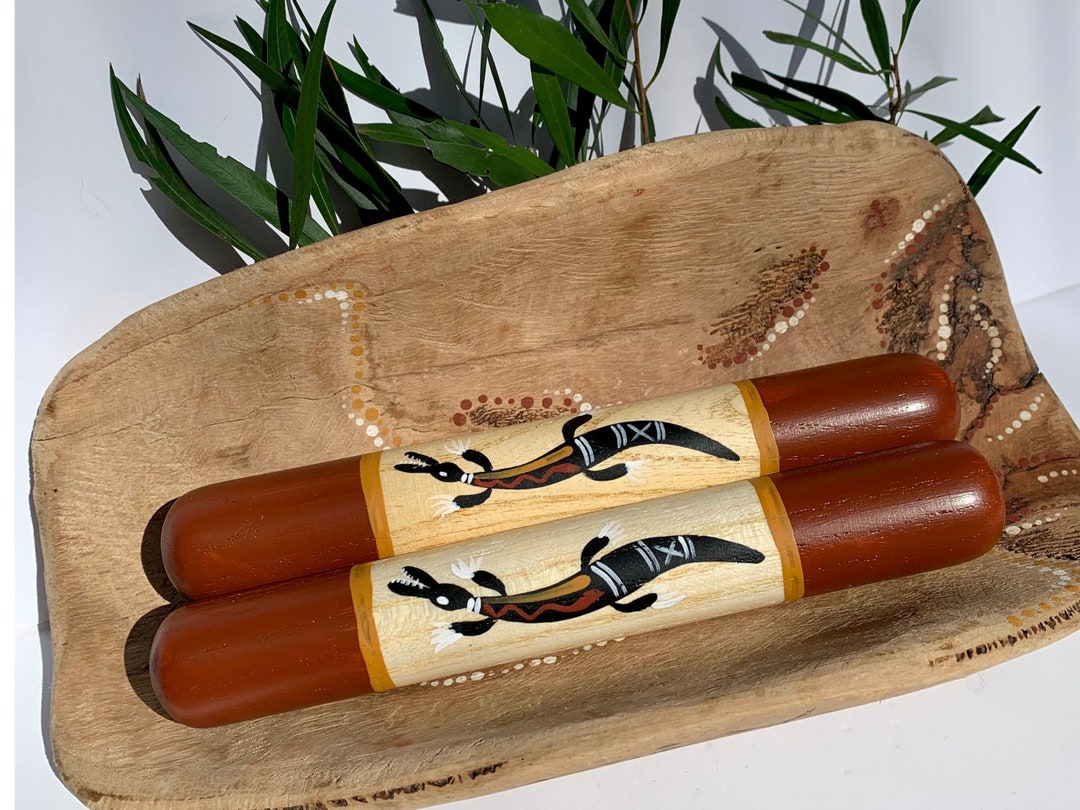 Aboriginal Clap Stick | Crocodile | Authentic Hand Painted Aboriginal ...