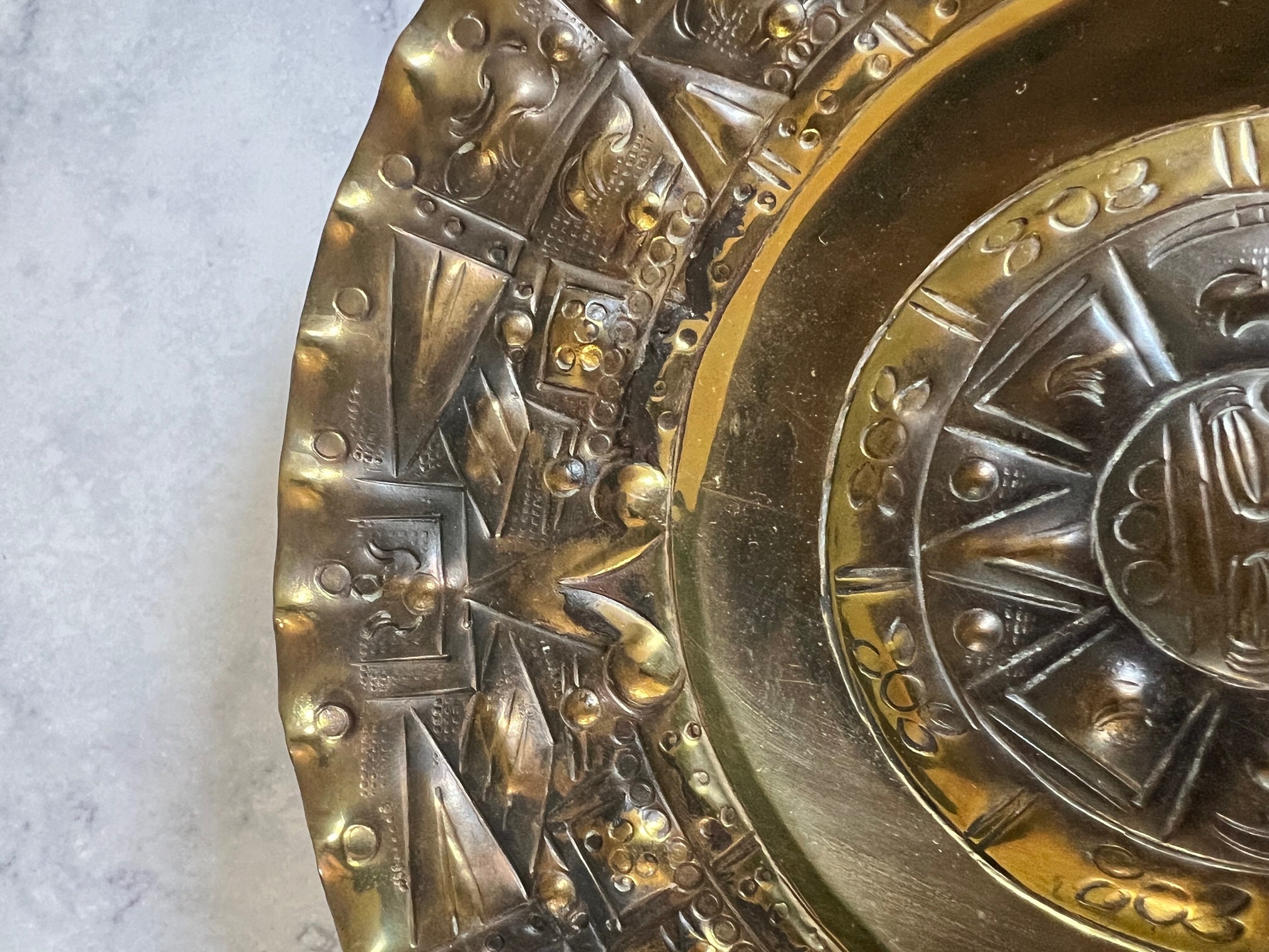 Rare Solid Brass Aztec Sun God ( El Sol) Wall Decor Plates Made in ...