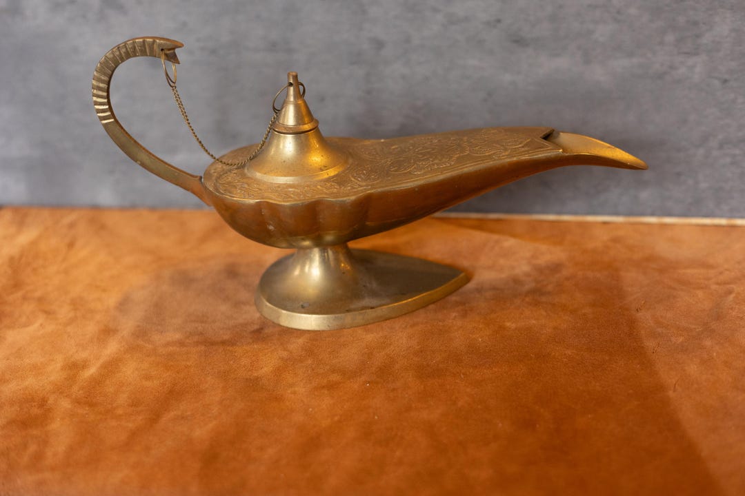 Brass Incense/oil Genie Lamp Made in India Interior Decor 6 X 3.5 X 12 ...
