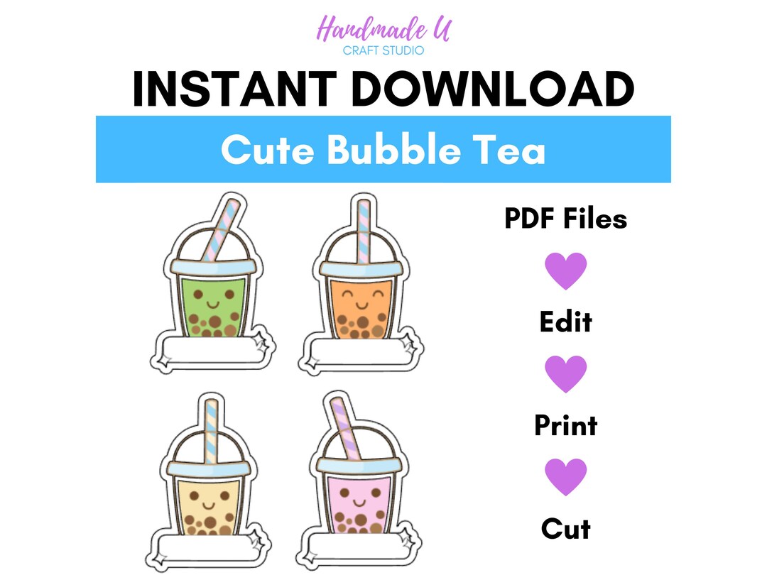 Cute Bubble Tea Name Tag | Instant Download | Great for RA Door Name ...