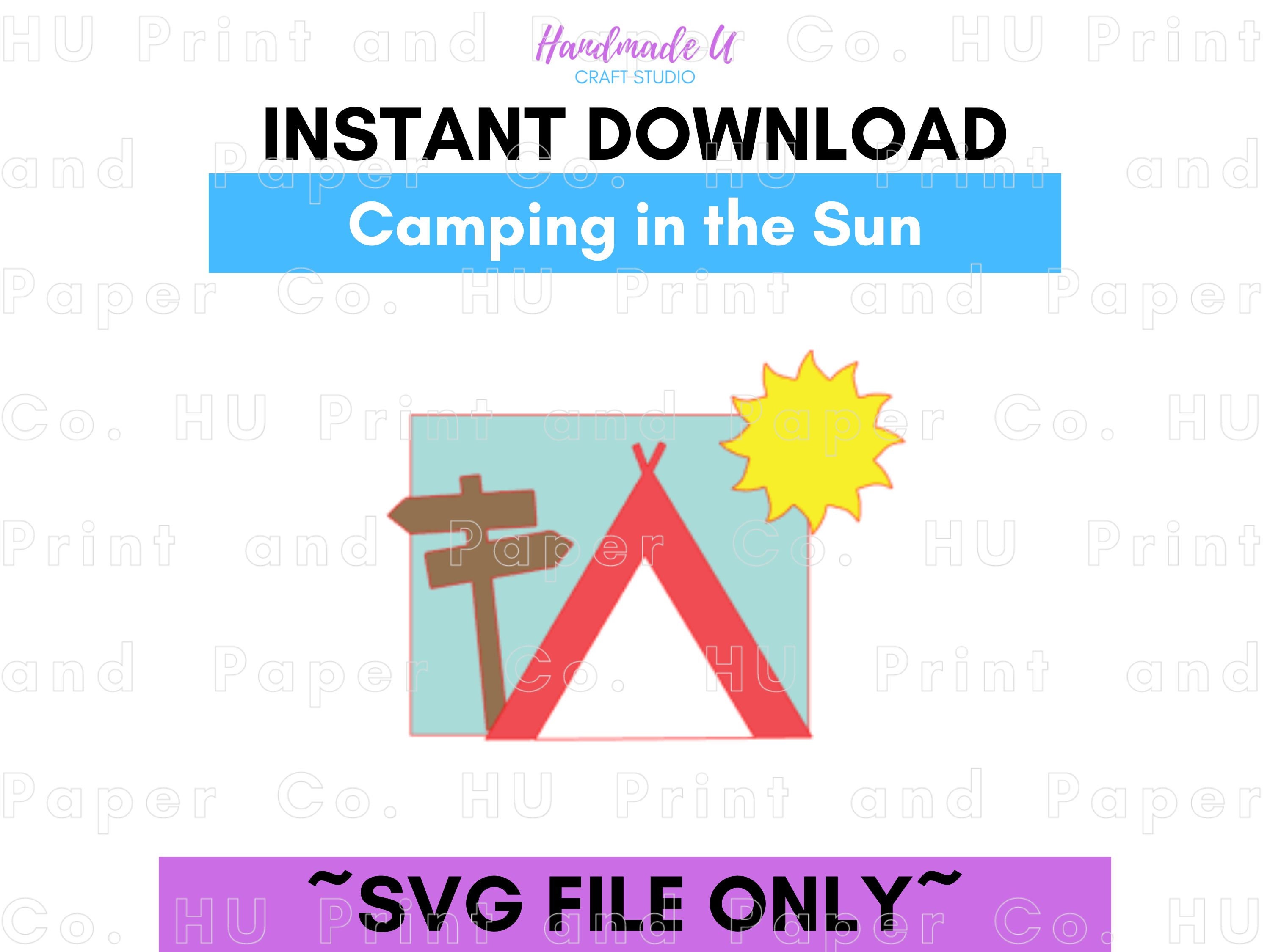 Camping in Tents Scene Name Tag SVG File for Crafters, Ras, Teachers ...