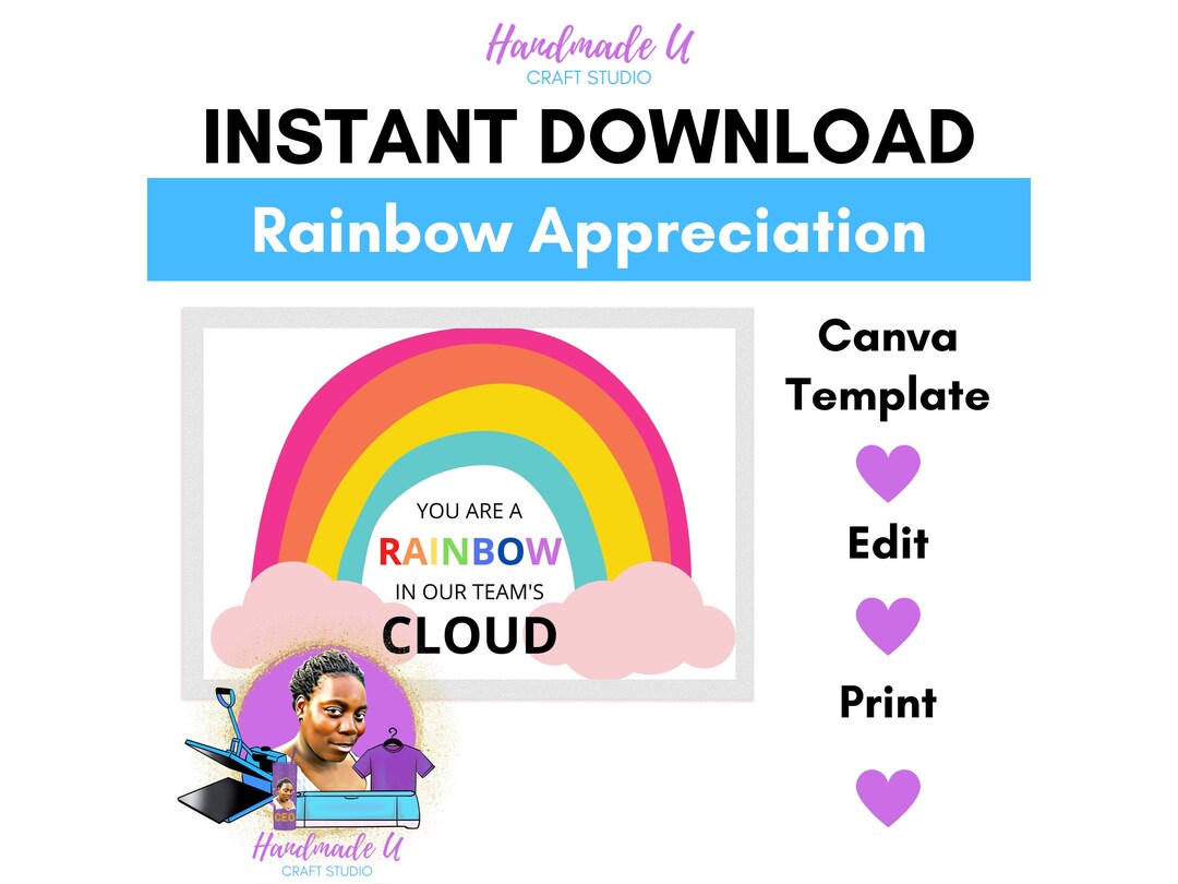 Rainbow in Our Teams Cloud Appreciation Postcard | Canva Template ...