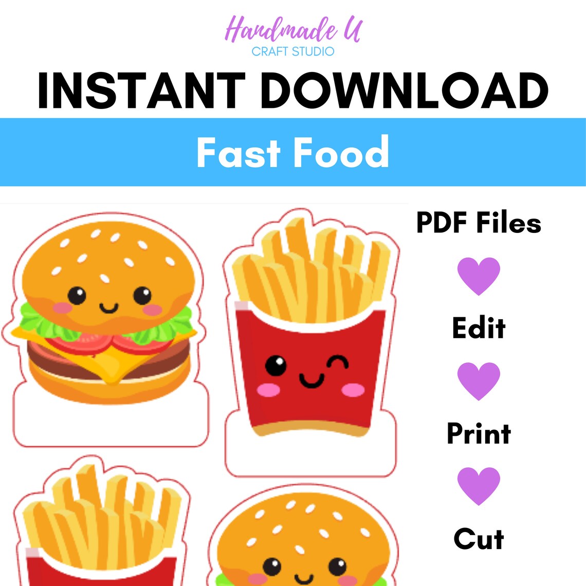 Fast Food Burger and Fries Name Tags | Instant Download | Great for RA ...