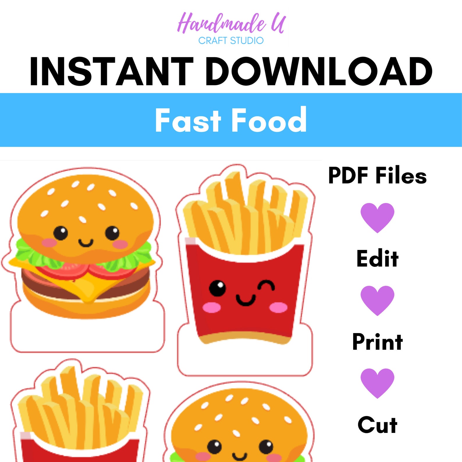 Fast Food Burger and Fries Name Tags | Instant Download | Great for RA ...