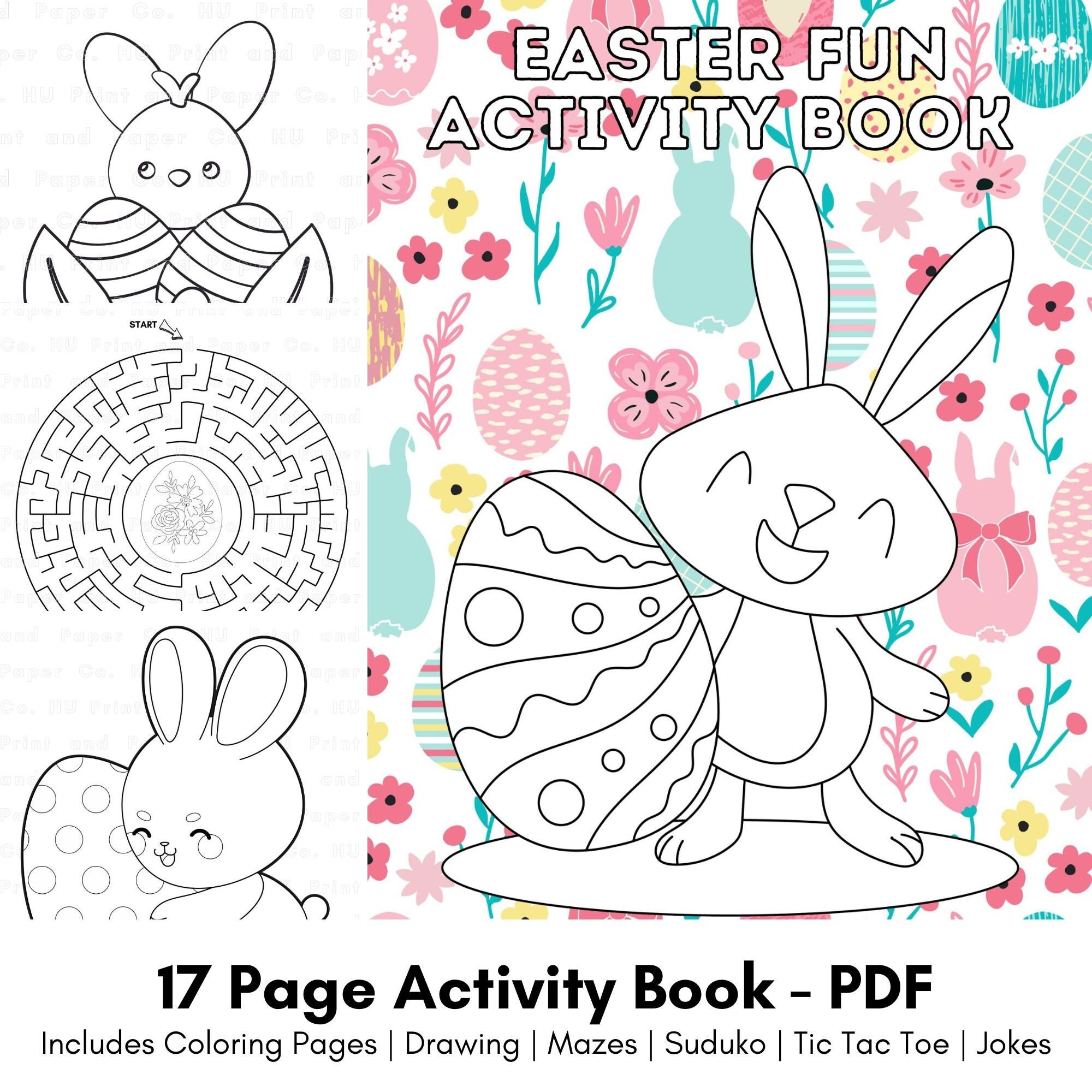 Easter Bunny and Eggs Coloring Pages, Printable PDF, Activities for ...