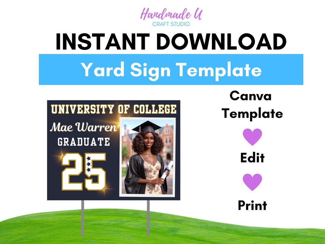 Graduation Senior Sign Canva Template | Graduate Custom Yard Lawn Sign ...