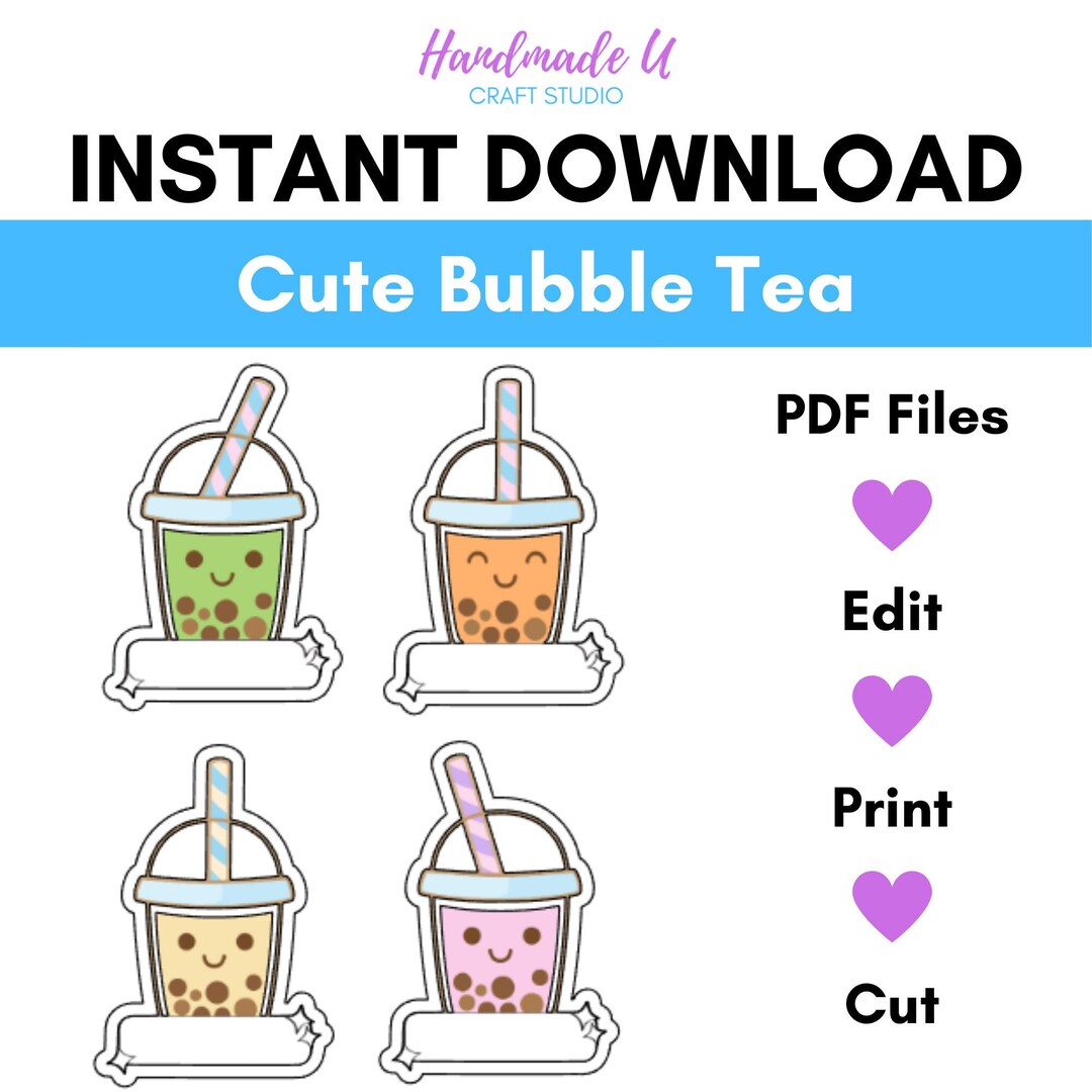 Cute Bubble Tea Name Tag Instant Download Great for RA - Etsy