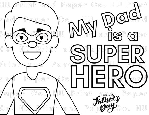 Father's Day Superhero Coloring Page Printable PDF - Etsy
