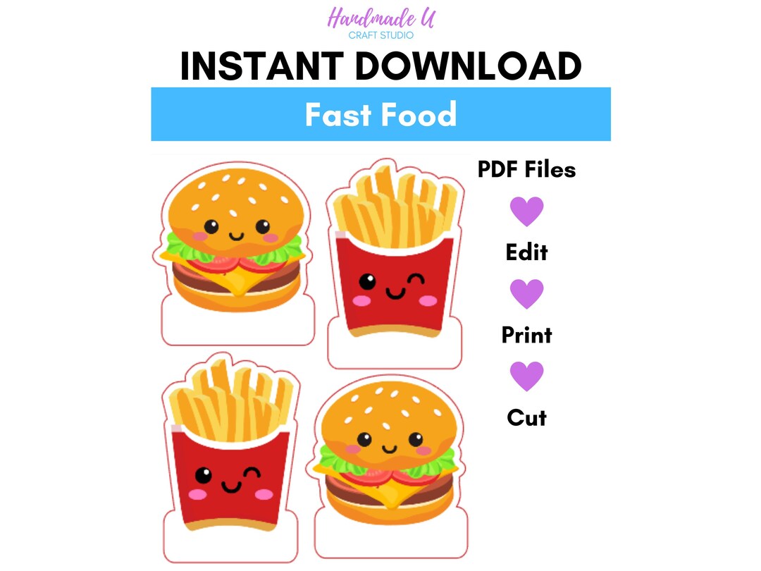 Fast Food Burger and Fries Name Tags | Instant Download | Great for RA ...