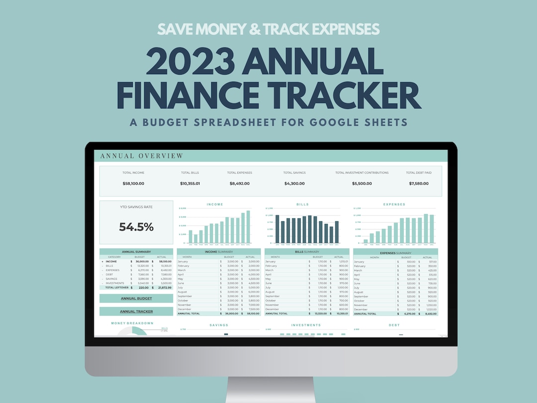 2023 Annual Budget Spreadsheet | Annual Finance Tracker | Monthly ...