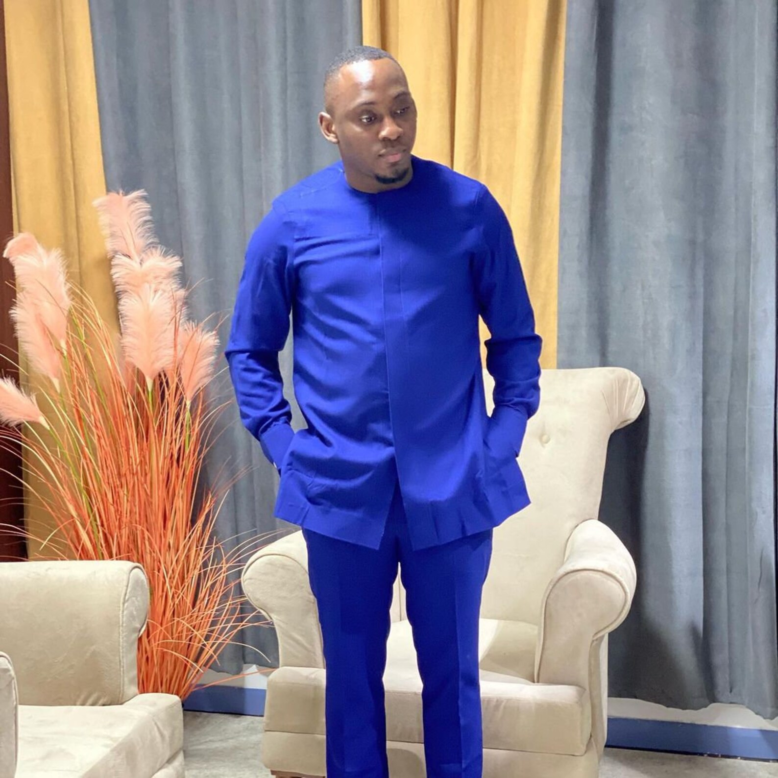 Royal Blue African Suit, African Wedding Suit, Mens Clothing, Groomsmen ...