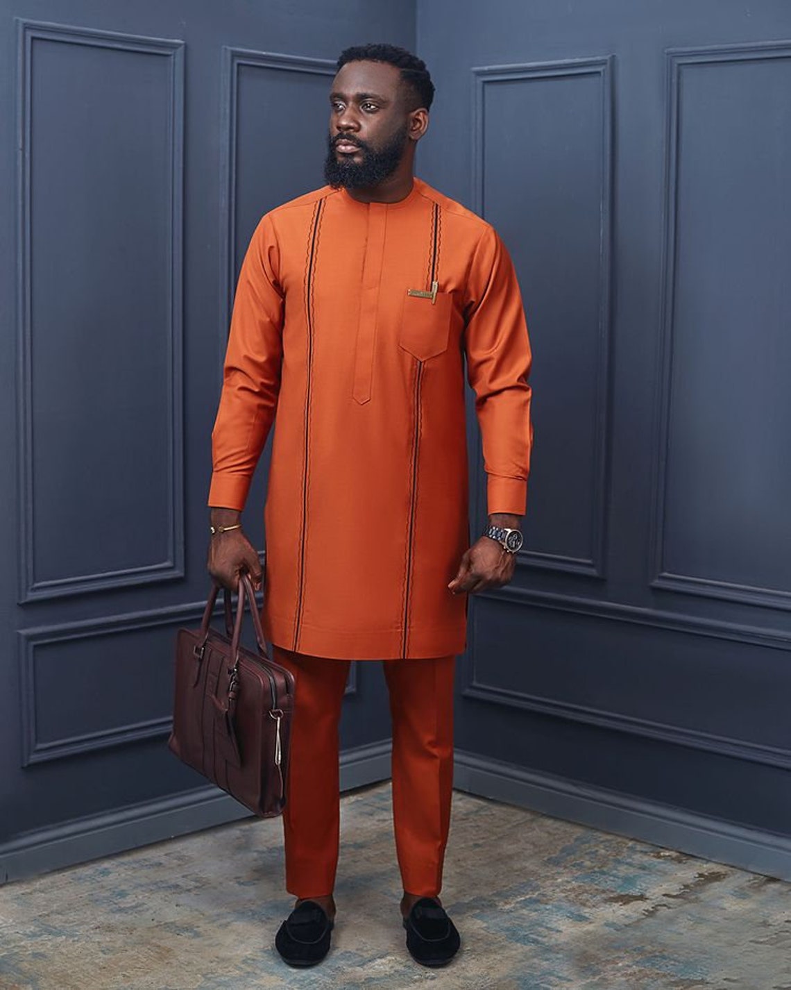 African Dashiki - Wedding Attire - Orange Dashiki - African Wedding ...
