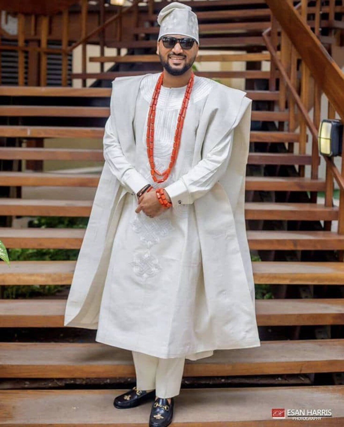 African Wedding Pure White Agbada With Gobi Hat, African Men's Wear ...