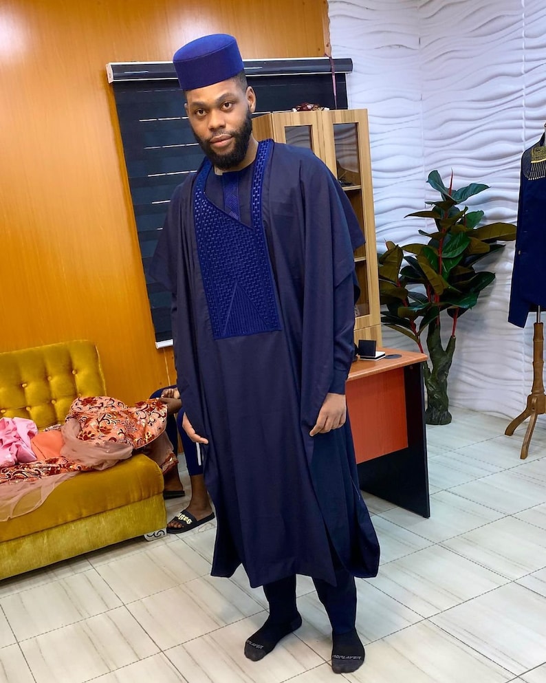 Navy Blue Agbada, Agbada for Men, African Agbada, Men's Clothing ...