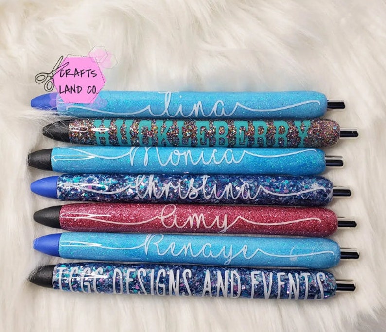 Custom Refillable Glitter Inkjoy Pens - Personalized Epoxy Glitter Gift ...
