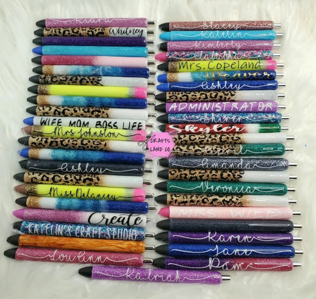 Custom Refillable Glitter Inkjoy Pens - Personalized Epoxy Glitter Gift ...