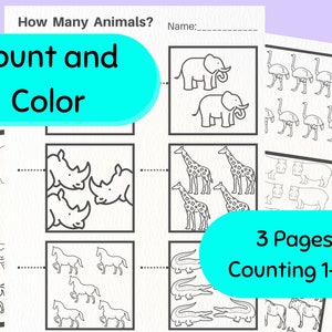 Printable Count and Color Numbers Sheet, Coloring Pages, African Animal ...