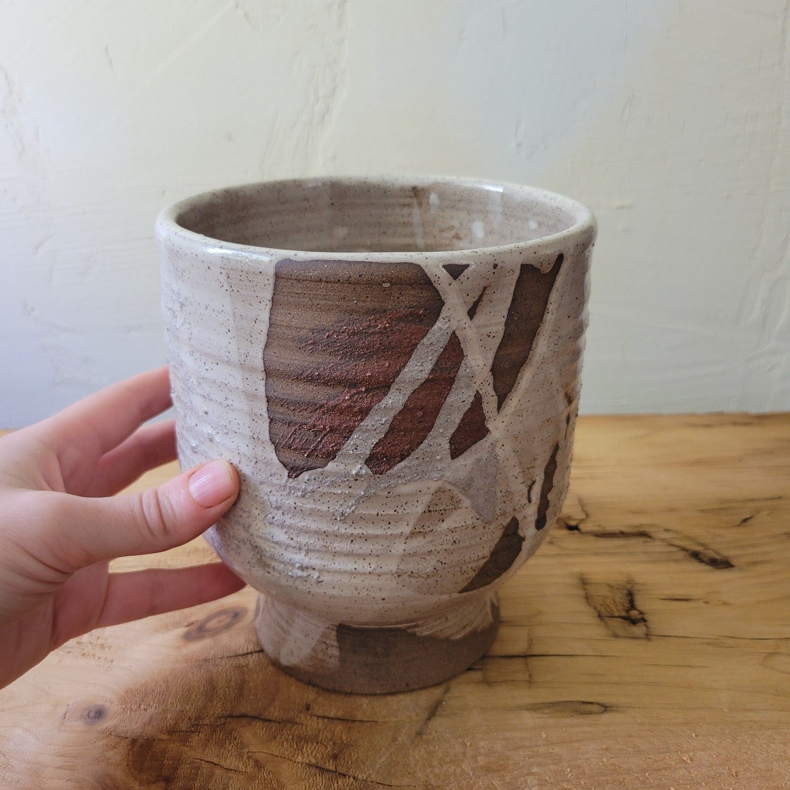 Modern Rustic Handmade Ceramic Pedestal Planter, Wild Clay/stoneware ...