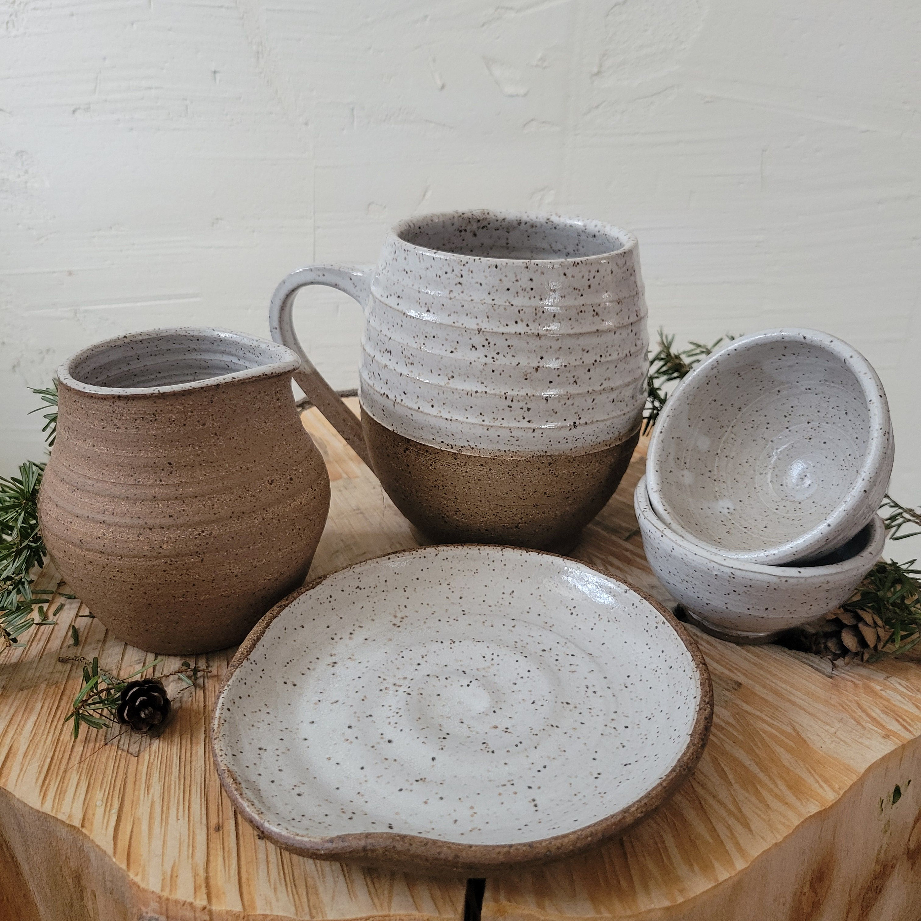 Handmade Pottery Gift Set: Mug, Creamer/syrup Pitcher, Minibowls ...