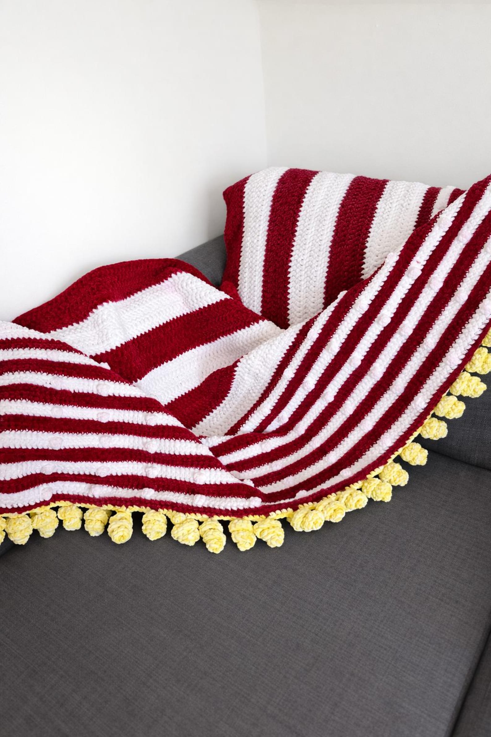 Popcorn Bucket Crochet Pattern, Movie Night Blanket, Cozy Snack ...