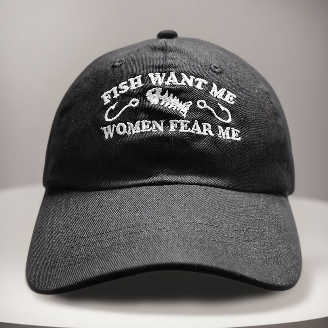 Fish Want Me Women Fear Me Hat Funny Cotton Embroidered Fishing Cap for ...