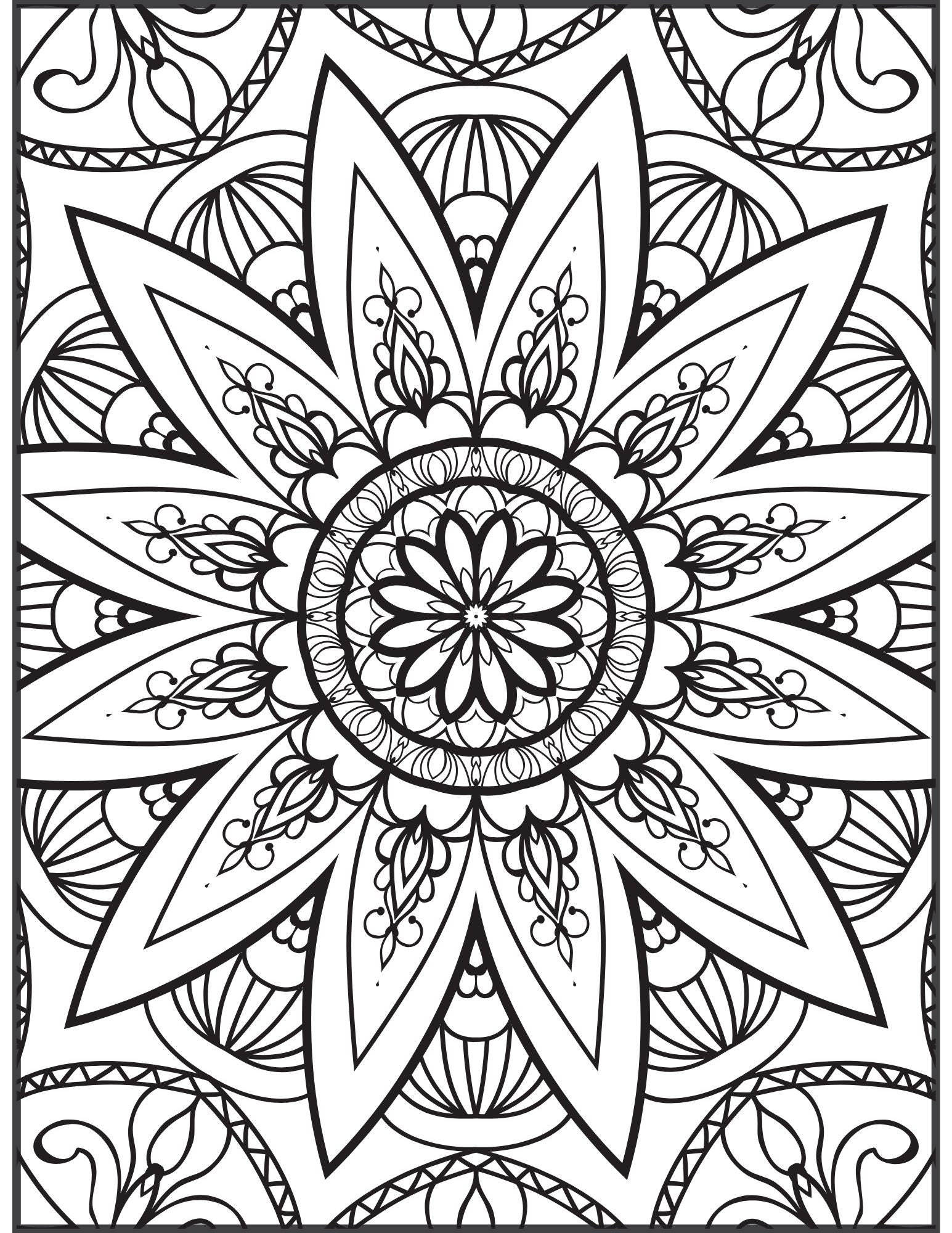 Relaxing Adult Coloring Pages, Printable Coloring Pages, DIY Coloring ...