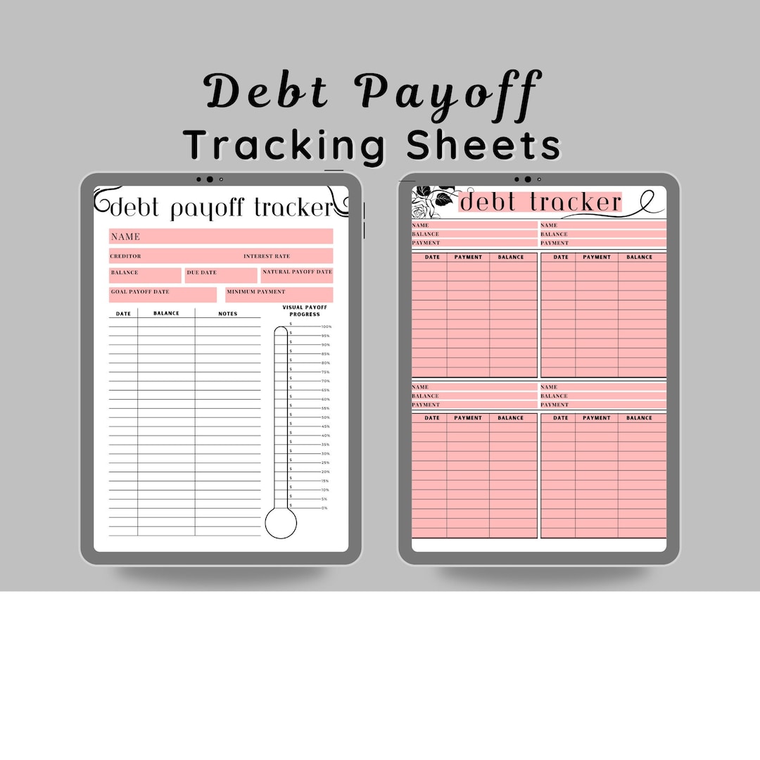 Debt Tracking Sheet, Visual Debt Payoff, Money Management, Financial ...